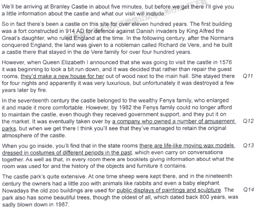 Bài luyện IELTS Listening Part 2 - Bài 14 | Visit to Branley Castle ...